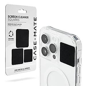Case-Mate Screen Cleaner Squares - [3 Pcs] Peel & Stick Reusable, Washable Microfiber Cleaning Cloth/Wipes for iPhone, Laptop, iPad, Computer Screens, Camera Lenses, EV Car Screen & Other Electronics