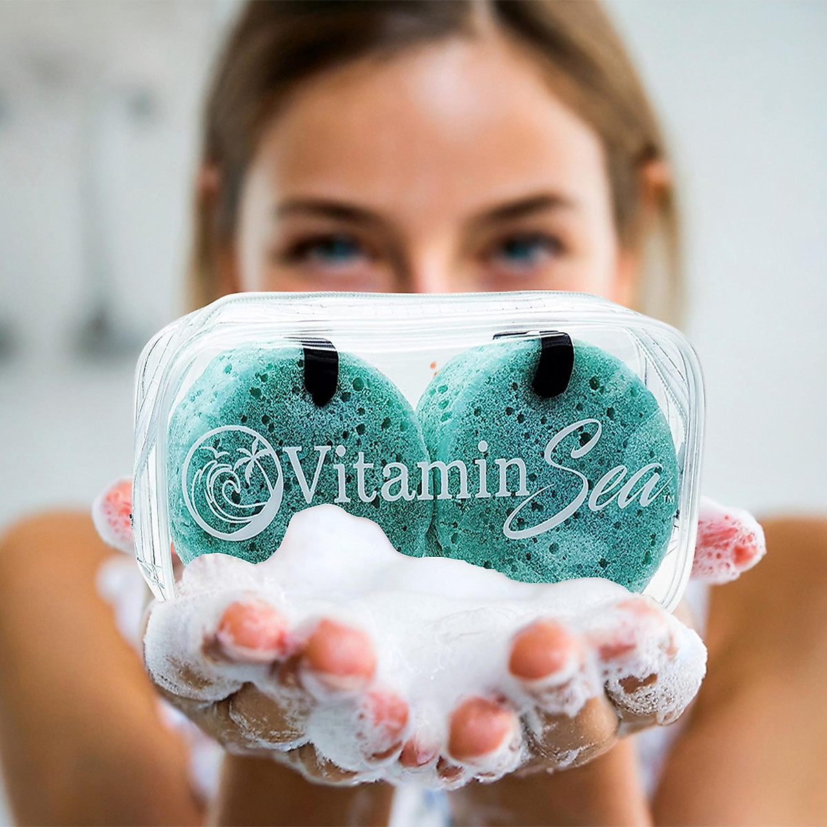 2PCs Bath Sponges for Shower Women - Bath Loofah Sponges for Shower - Body Sponges for Shower with Travel Case - Exfoliating Sponges for Body - Sea Sponges for Bathing - Shower Accessories for Women