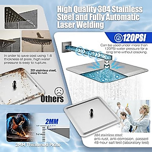 Gabrylly Shower System Brushed Nickel, Rain Shower head with handheld Shower Spray Combo, Rainfall Shower Faucet Set Complete, High Pressure 10" Stainless Steel Shower Valve Set