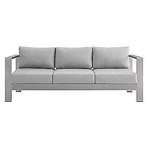 Modway Shore EEI-4228-SLV-GRYShore Sunbrella Patio Sofa in Silver Gray, 27.5 x 76.5 x 24.5