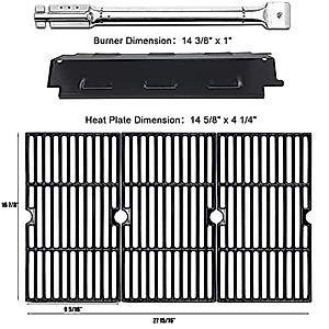 Hisencn Grill Replacement Parts for Charbroil 4 Burner 461442114, 461473419, 461472719, 463441514, 461442113, G431-0300-w2a, G433-0016-W1, G432-001N-W1, Grill Burner, Heat Plate and Cooking Grates