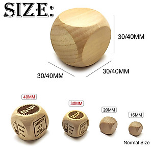 Hometu Party Drinking Dice Game Funny Rolling Decider Bachelorette Game Wooden Dices Set Bar Pub Turnt Drunk Frenzy Adult Favor Game 2PCS(40MM)