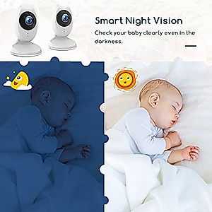 Video Baby Monitor with Camera and Audio, 4.3 inch Baby Monitor with Night Vision, 2-Way Audio Talk, Temperature Sensor, VOX Mode, 8 Lullabies, Long Range and High Capacity Battery, Ideal for New Moms