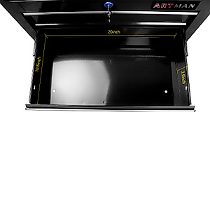 5-Drawer Workshop Tool Chest with Wheels and Lockable Drawers, Heavy Duty 220 LBS Capacity Rolling Tool Cart, Cold Rolled Steel Storage Organizer Tool Box for Warehouse, Garage, Repair Shop - BLACK