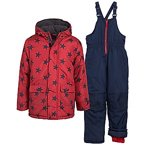 Wippette Boys' Snowsuit - 2 Piece Heavyweight Insulated Ski Jacket and Snow Bib (12M-12), Size 24 Months, Red Stars