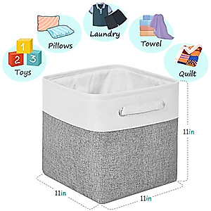FinishingBo Cube Storage Bins 11” x 11" x 11” Cloth Baskets for Storage with Fabric Handles for Shelf, Closet, Nursery, Office Organizer, Set of 6