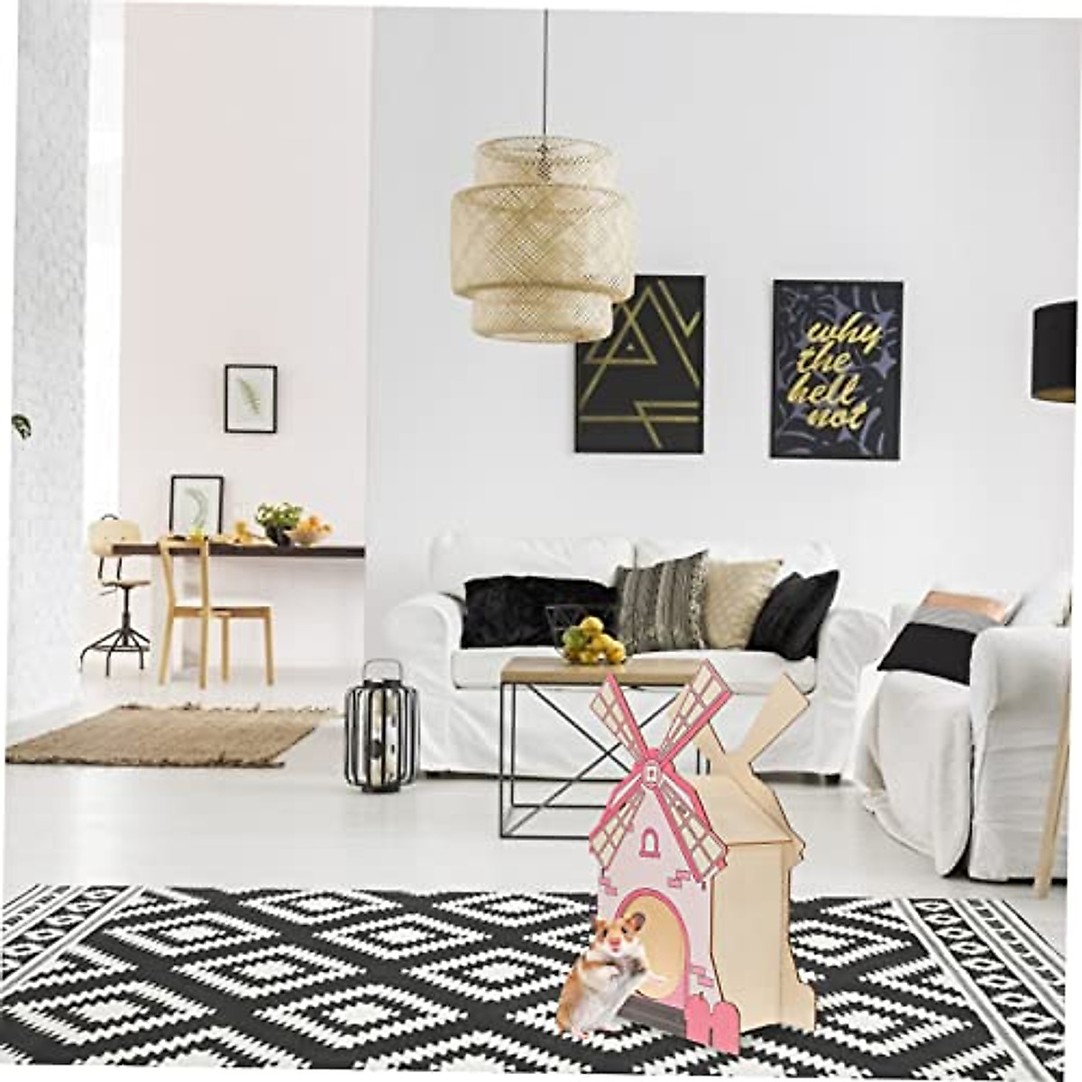 Mipcase 3pcs Hamster Windmill House Squirrel Toys Chinchilla Toys Guinea Pig cage Accessories Hamster Castle House Hamster cage Accessories Hamster Tunnel Wooden Rat Hideout Rat Supplies