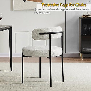 EGGPOD White Modern Dining Chairs Set of 6, Mid-Century Dining Chairs, Kitchen Dining Room Chairs, Upholstered Dining Table Chairs Ergonomically Engineered Curved Backrest with Metal Legs