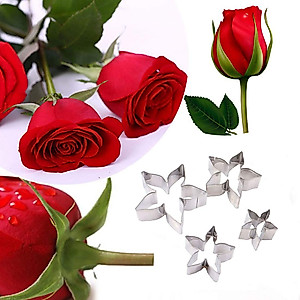 18pcs Gumpaste Flower Mold Austin Rose Petal Calyx Leaf Cutter Set Sugarcraft Fondant Modelling Tools for Cake Decorating, Chocolate, Soap, Gum paste