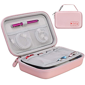 Canboc Hard Travel Electronic Organizer Case for MacBook Power Adapter Charger Cable Apple Magic Mouse Power Bank Apple Pencil USB Flash Disk SD Card Small Portable Accessories Tech Bag, Rose Gold