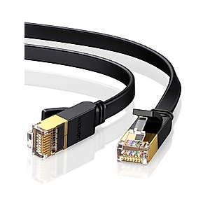 UGREEN Cat 7 Ethernet Cable, 6FT Ethernet Cable with 10Gbps High Speed, 100% Pure Copper Wire and Gold-Plated Connectors, Flat Design, Compatible with Gaming PS5/4/3 Xbox PC Laptop Modem Router