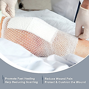 LotFancy Calcium Alginate Wound Dressing Pads, 4” x 8” Patches, 5-Count, Non-Stick Padding, Highly Absorbent, Comfortable, Flexible, Gentle on The Skin, Sterile, Faster Healing