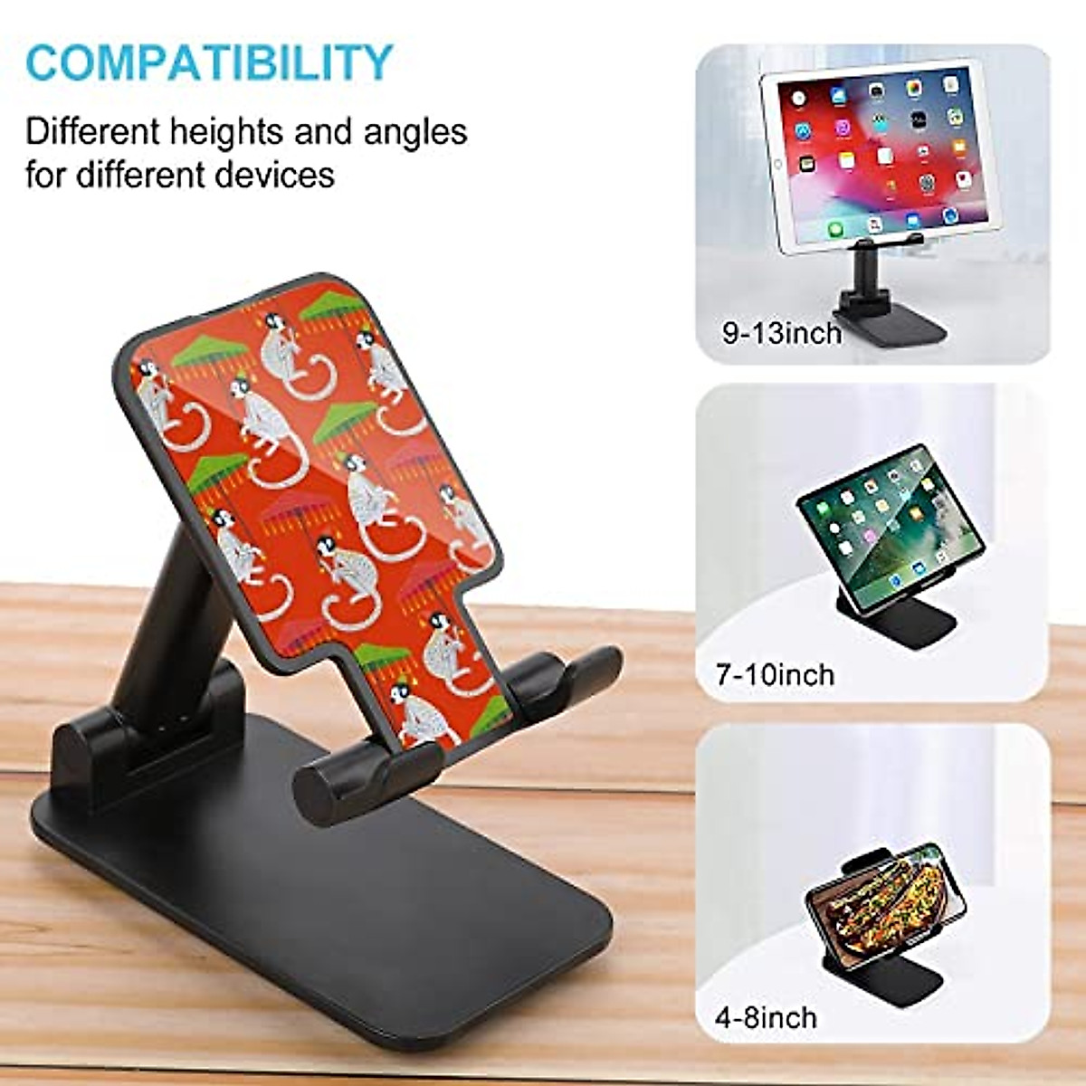Vintage Monkeys Print Cell Phone Stand Compatible with iPhone Switch Tablets Foldable Adjustable Cellphone Holder Desktop Dock (4-13")