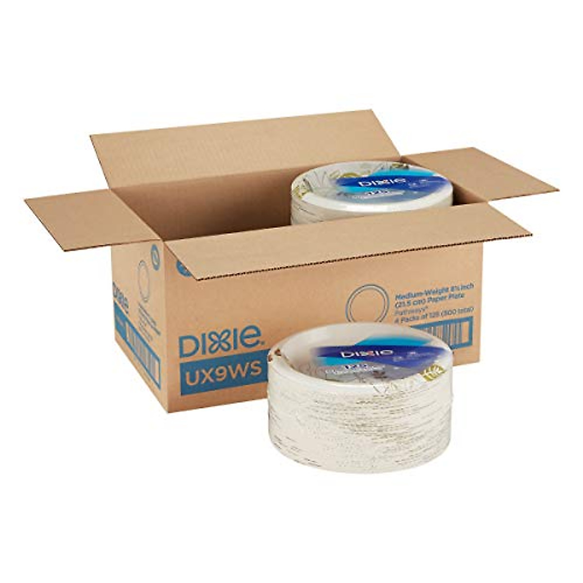 Dixie 8.5” Medium-Weight Paper Plates by GP PRO (Georgia-Pacific), Pathways, UX9WS, 500 Count (125 Plates Per Pack, 4 Packs Per Case)