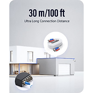 ANNKE Security Camera Cable (6) 30M/ 100ft All-in-One BNC Video Power Cables, BNC Extension Wire Cord for CCTV Camera DVR Security System (6-Pack, White)