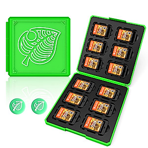 UFOPETIE Card Case for Nintendo Switch Game Card,Compatible with Nintendo Switch Case Animal Crossing Theme,Game Case for Animal Crossing Cards,for Switch Accessories-A Leaf-Thumb Grip 2PCS