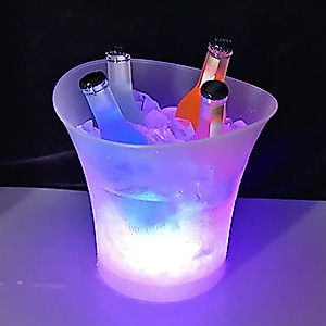 Ice Bucket,Beer cooler,5L 6 Colors LED Light Up Champagne Beer Bucket Holder Bars Nightclubs Bars Night Party Wine Drink Beer Juice Buckets Ice Beverage Tub