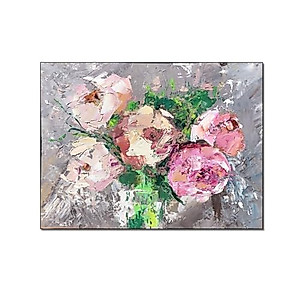 Abstract Peony Wall Art Pink Floral Farmhouse Vase Bathroom Vintage Oil Painting Decoration Wall Art Paintings Canvas Wall Decor Home Decor Living Room Decor Aesthetic Prints 12x16inch(30x40cm) Frame