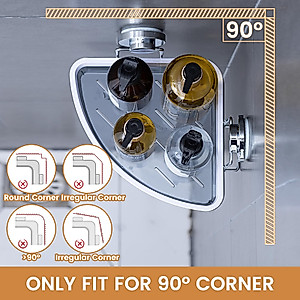 LEVERLOC Corner Shower Caddy Suction Cup 2 Pack, No-Drilling & Removable Shower Caddy Basket, Chromed Stainless Steel Shelves for Inside Shower & Bathroom Organizer, Rustproof Rack for Storage