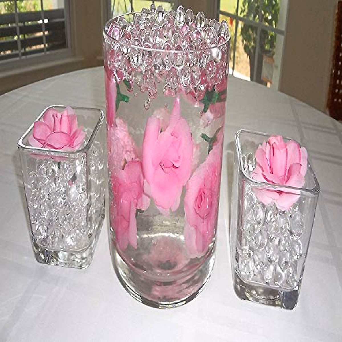 SooperBeads 20,000 Vase Filler Beads Gems Water Growing Crystal Clear Translucent Gel Pearls For Vases, Wedding Centerpiece, Floral Decoration, Plants, Kids Sensory Play Water table activities (Clear)