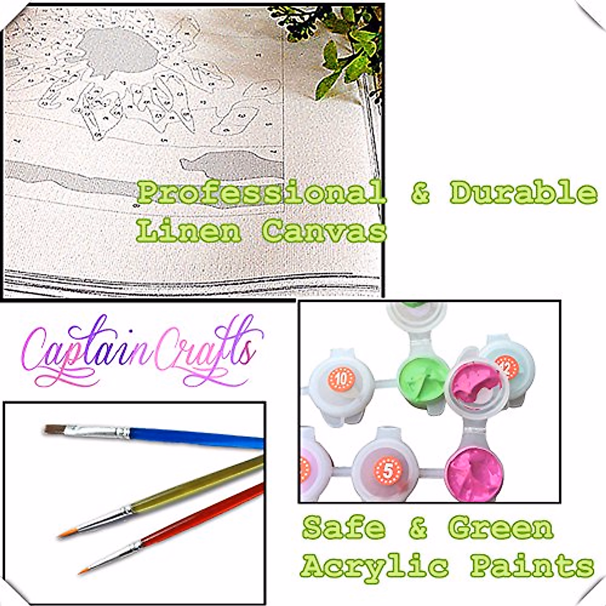 CaptainCrafts New DIY Paint by Numbers 16x20 " for Adults Beginner Kit, Kids Linen Canvas - Street View, The Beatles Band (Frameless)