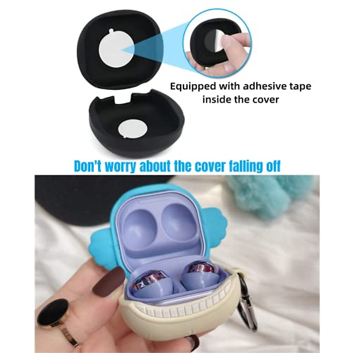 Cute Case for Samsung Galaxy Buds 2 Pro Case 2022/Galaxy Buds Pro Case 2021/Galaxy Buds 2 Case 2021/Galaxy Buds Live Case 2020,Anime Cartoon Fun Samsung Earbuds Protective Case Cover (Blue Whale)