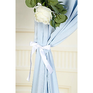 SHERWAY 9.6 Feet x 10 Feet Light Blue Silky Soft Curtain Wedding Backdrop Drapes, Slightly Shiny Satiny Window Curtains for Party Ceremony Decoration