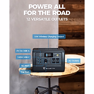 BLUETTI EB70 Portable Power Station, 716Wh LiFePO4 Battery Backup w/ 4 800W AC Outlets (1,400W Peak), 15W Wireless Charger, Solar Generator for Camping, Road Trip, Power Outage (Solar Panel Optional)