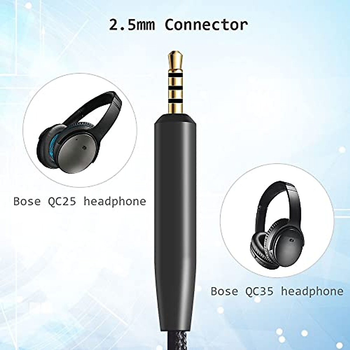 QJYTH Replacement 2.0M Audio Cable Cord Compatible with Bose QC25/QC35/QuietComfort 25/QuietComfort 35/On-Ear 2/OE2/OE2i/AE2 Headphones(Nylon Braided)