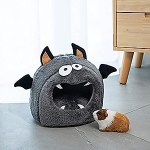 leasote Hamster Sleeping Bed, Bat Shaped Lovely Small Pet Sleeping House Soft Nest Warm Bed Cage for Guinea Pigs Hamsters Ferrets Dwarf Rabbits Rats Hedgehogs Chinchilla Grey