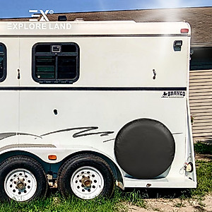 Explore Land 30-33 inch Spare Tire Cover Fit Trailer, RV, SUV, Truck, Tough Tire Wheel Soft Cover, Black