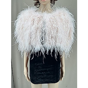 Women Ostrich Fur Pink Feather Small Shawl Cape for Wedding for Party Bride Furry White Color Blush Fluffy Luxurious Romantic