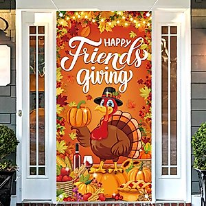 Large 70.8 x 35.4-inch Thanksgiving Door Cover, FriendsGiving Decorations, Friendsgiving Banner for Thanksgiving Door Decorations, Friendsgiving Party Decorations for Home tineit