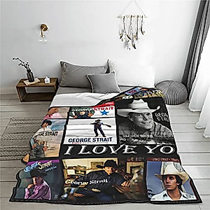 PaulSLazarus George or Strait Warm Flannel Blanket Fleece Blanket Plush Throw Home Decoration Blanket 60"x50" Black