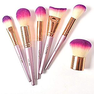 JAF 26pcs Makeup Brush Set Professional Kabuki Full Face Contour Brush Set Pink Complete Vegan Brush Kit, Soft Make Pretty Cute Rose Gold Cosmetic brush Purple