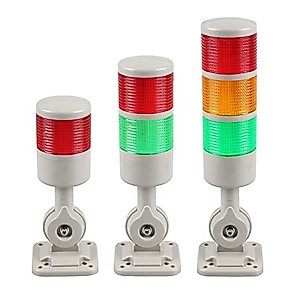 LUBAN Led Signal Tower Stack Lights, Industrial Signal Warning Lights, Column Tower Lamp Andon Lights with Rotatable Base, Steady/Flashing Light Switchable,12V 24V DC(3-Layer, no Buzzer)