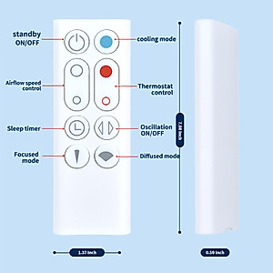 New Replacement Fan Remote Control Compatible for Dyson AM09 Hot + Cool Heater Tower Fan （Part Number: 966538-01）