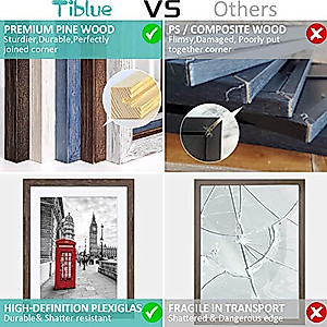 11x14 Rustic Picture Frames Solid Wood Distressed Brown Display Picture 9x12 or 8x10 with Mat or 11x14 Frame without Mat - Farmhouse Wooden Photo Frame 11x14 with 2 Mats for Wall Mounting or Table Top