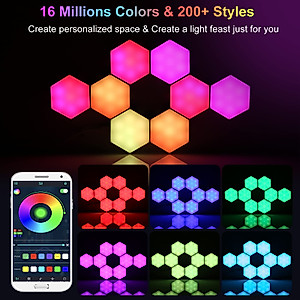 Neoglint 8 Pack Hexagon Lights - RGB Led Hex Lights for Wall with Smart APP Remote Control & Music Sync, Led Wall Light Decor for Gaming Room, Bedroom, Living Room