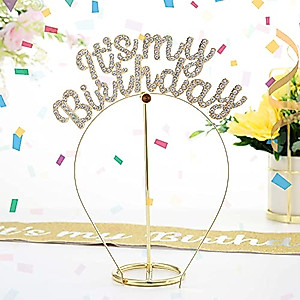 Acenail Birthday Headbands Women Birthday Sash Happy Birthday Headband Rhinestone Birthday Queen Crowns and Tiaras Birthday Princess Crown Birthday Queen Tiara Birthday Head Band Set Crystal Birthday Decorations Girls Birthday Hair Accessories (B-Gold)