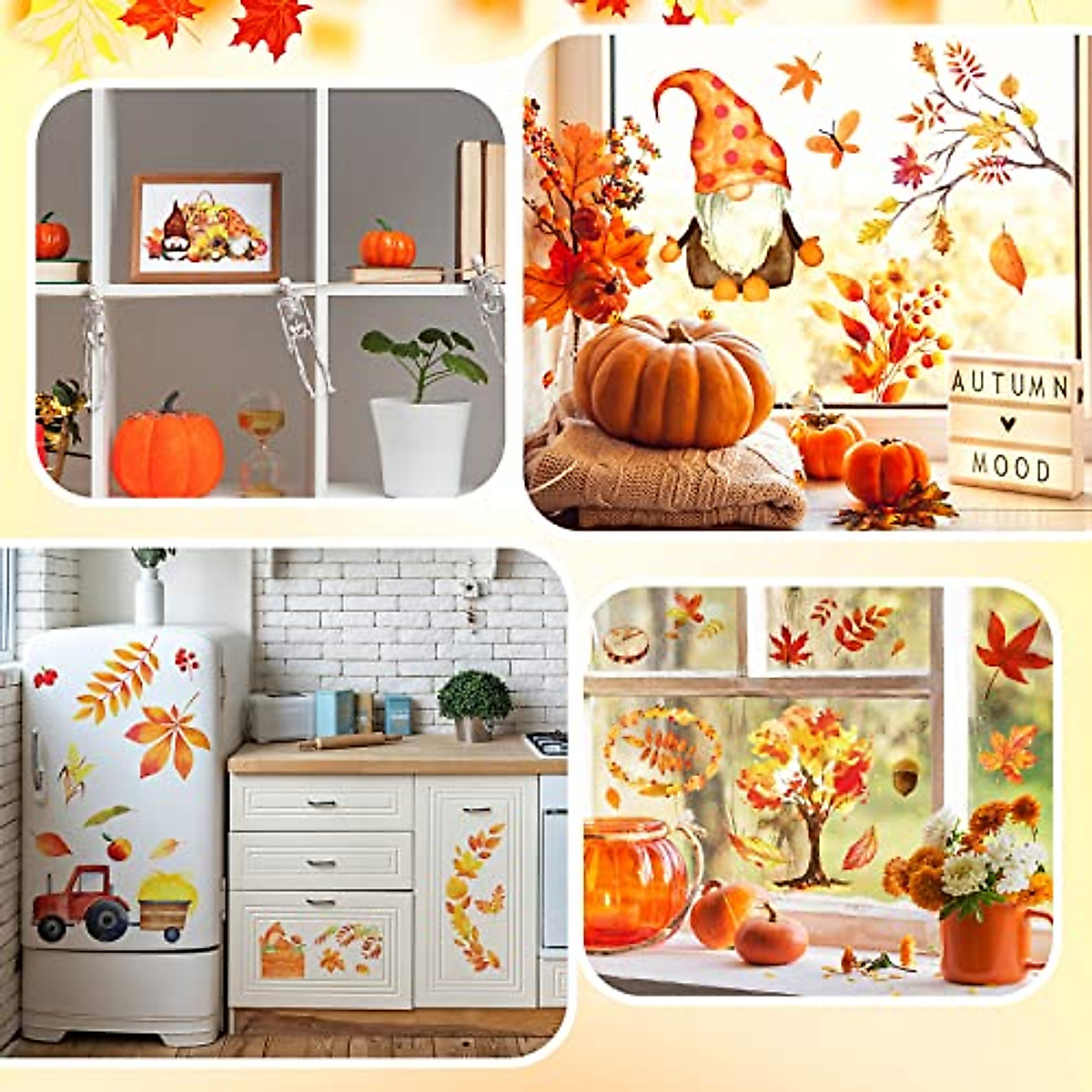 Satinior 16 Sheets Fall Rub on Transfers for Crafts and Furniture Maple Leaf Pumpkin Stickers Rub on Decals for Scrapbook DIY Wood Fabric Journal Dairy Envelope 5.9 x 5.9 Inch