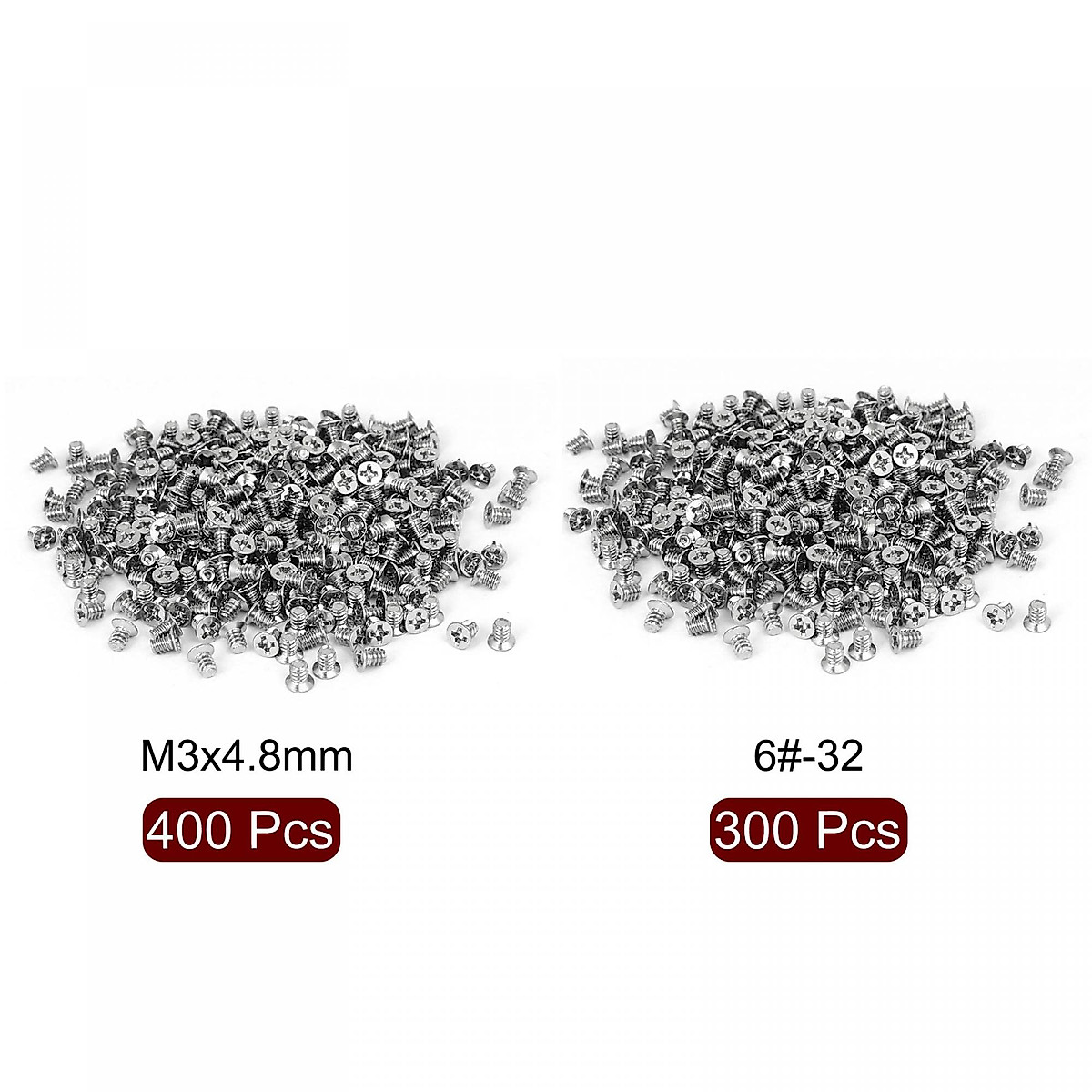 uxcell 6#-32 300pcs Computer PC Case 3.5" HDD Flat Phillips Head Screw And 2.5" HDD Phillips Countersunk Head Hard Drive Screw M3x4.8mm 400pcs