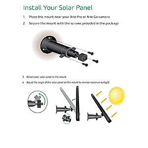 Arlo Solar Panel - Arlo Certified Accessory - Charge Select Arlo Cameras with the Power of the Sun, Works with Arlo Pro, Pro 2, Go and Security Lights, Black - VMA4600