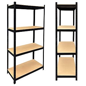63" Storage Metal Shelving Unit, 4 Tier Heavy Duty Adjustable Steel Garage Storage Rack, Bolt-Free Assembly Multi-Use Utility Shelf with Durable MDF Boards for Office Garage Kitchen Warehouse, Black