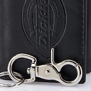 Dickies Men's Leather Chain Wallet - High Security Trifold With ID Window And Credit Card Pockets
