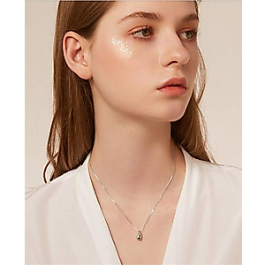 Tiny Teardrop Necklace for Women Girls Sterling Silver Minimalist Simple Oval Bead Beans Pear Shape Pendant Choker BFF Necklace Fashion Adjustable Chain 18" Jewelry Wedding Birthday Gift (Silver)