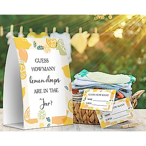Guess How Many Lemon drops Are In The Jar, Baby Shower Games, Baby Shower Decorations - One Sign and 50 Cards(MANY029)