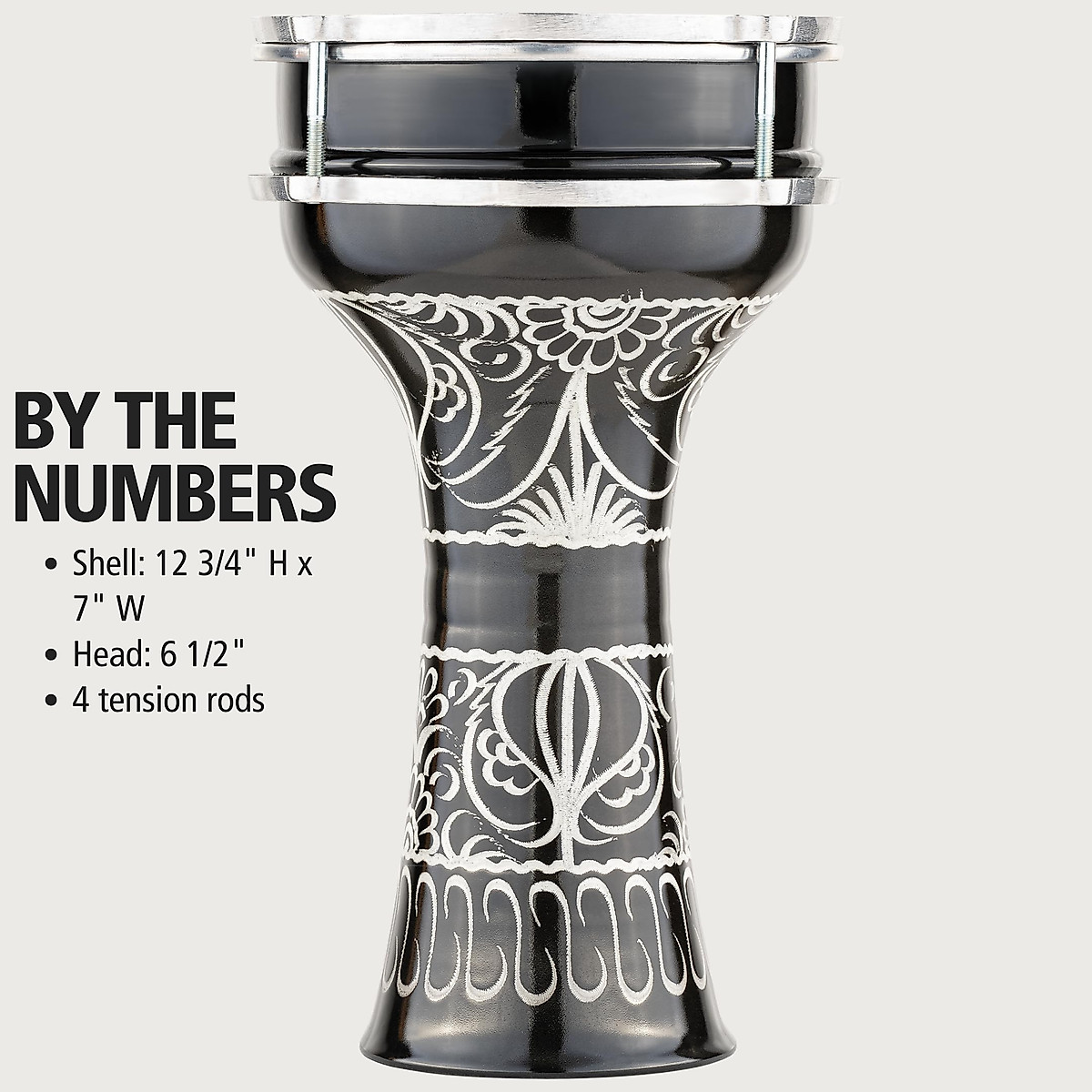 Meinl Percussion Darbuka Egyptian Goblet Drum, Hand Engraved — Made in Turkey — Synthetic Head, 2-Year Warranty (HE-122)