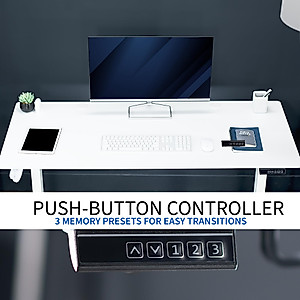 VIVO Electric 55 x 24 inch Stand Up Desk, Complete Height Adjustable Standing Home & Office Workstation with Memory Controller, White Top, White Frame, DESK-E155TW