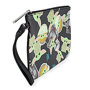 Buckle Down Star Wars Wallet, Single Pocket Wristlet, The Mandalorian The Child and Frog Icons Navy, Vegan Leather